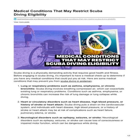 What are the pre-requisite medical conditions for scuba diving? | PDF