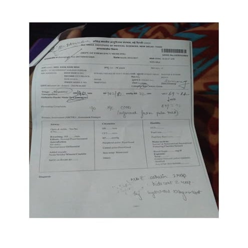 Medical Prescription of Emergency AIIMS New Delhi dated 09.11.2017 | PDF