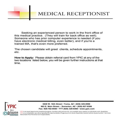 Medical receptionist | PDF
