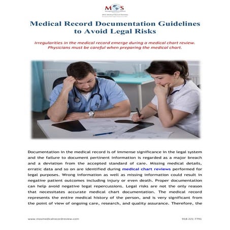 Medical Record Documentation Guidelines to Avoid Legal Risks | PDF