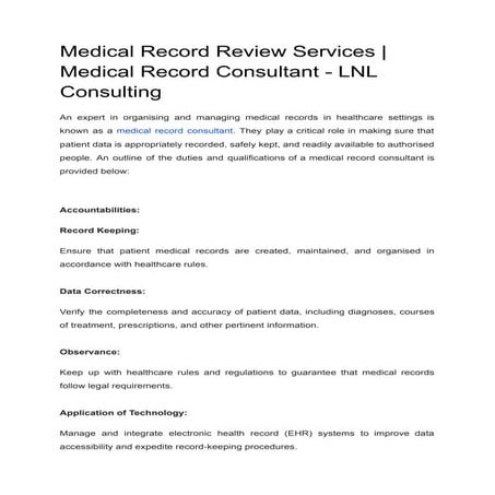 Medical Record Review Services _ Medical Record Consultant - LNL ...