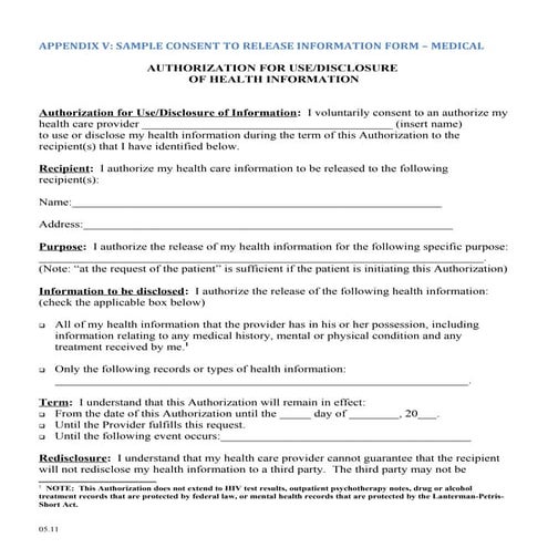Medical release form | DOC