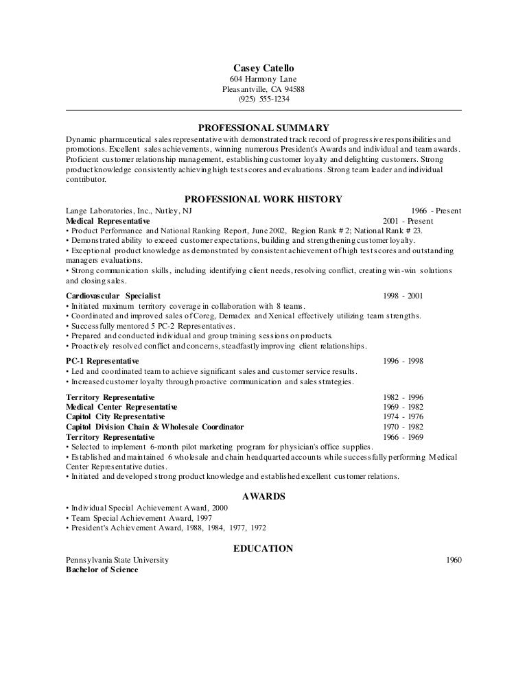 Medical representative CV template