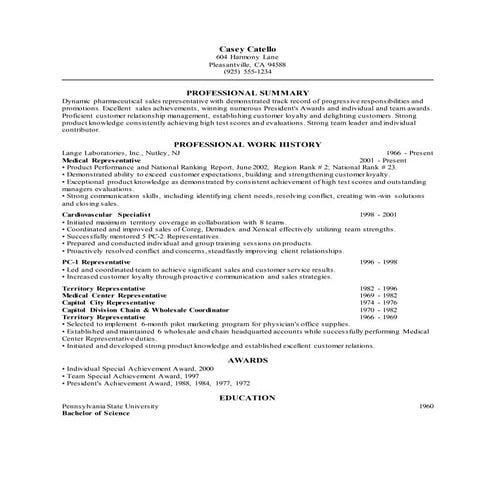 Medical representative CV template | DOCX
