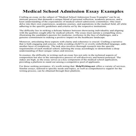 Medical School Admission Essay Examples. writing your medical school ...