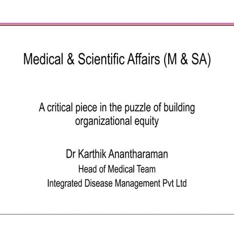 Medical & Scientific Affairs (M & SA) | PPT