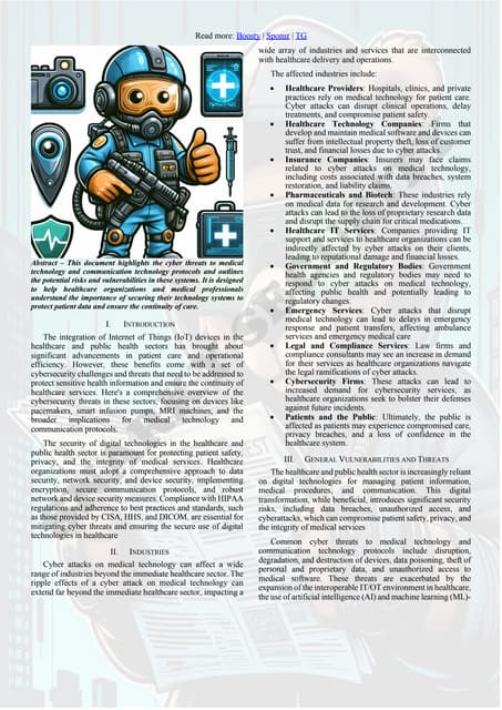 Healthcare Cybersecurity | Cybersecurity in Healthcare | PPTX