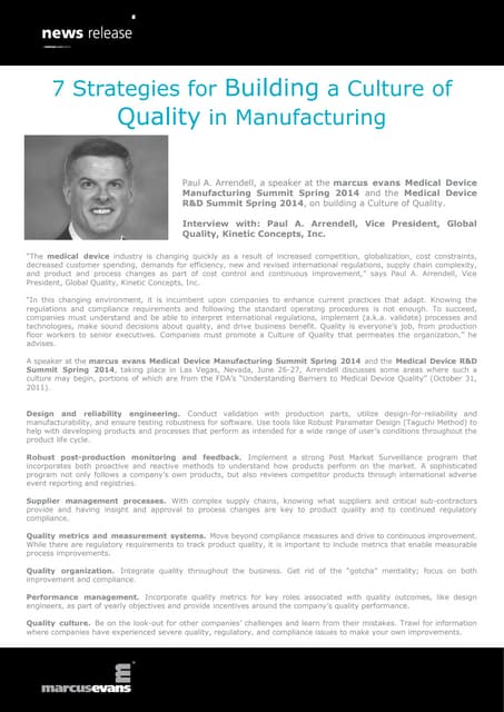 The Foundations of a Quality Culture in Manufacturing | PDF