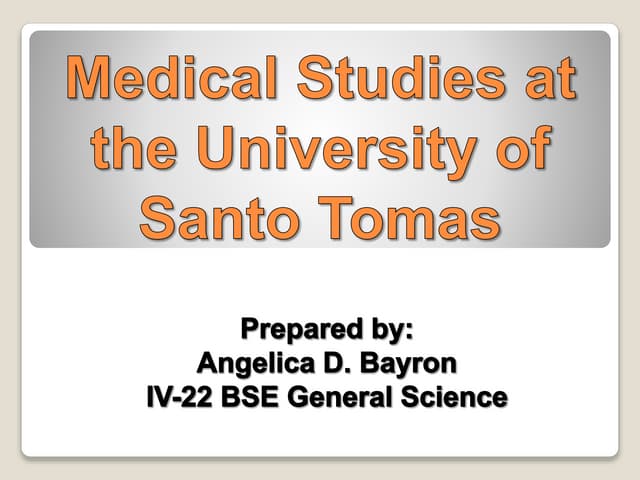 Medical studies at the university of santo tomas (1877 1882) | PPTX