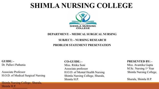 Medical surgical nursing -Research Problem statement presentation -1.ppt