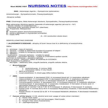 Medical surgical nursing bullets | DOC