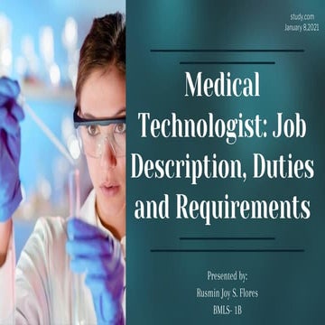 Medical Technologist: Job Description, Duties and Requirements | PDF