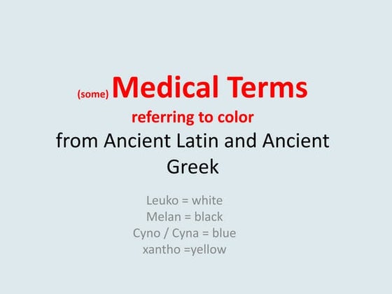Basic Medical Terms | PPT