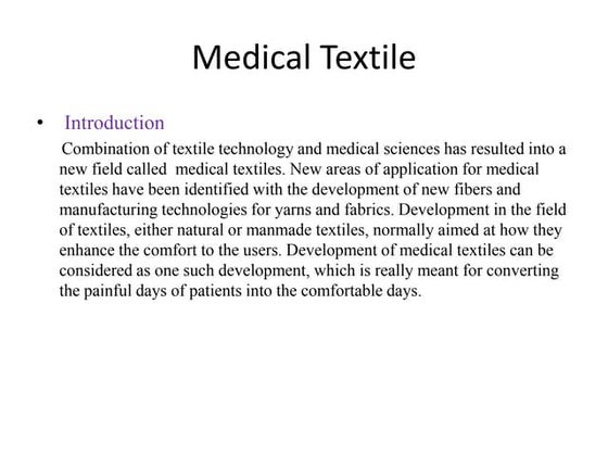 Medical Textile | PPT