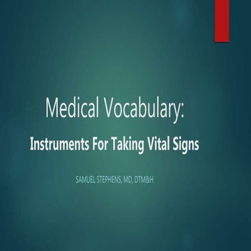 Medical Vocabulary Vital Signs October 21 | PPTX