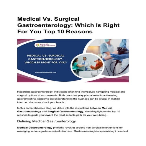 Medical Vs Surgical Gastroenterology | PDF