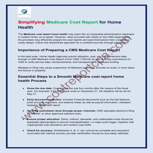 A Comprehensive Guide to Medicare Cost Reports in Home Health | PDF