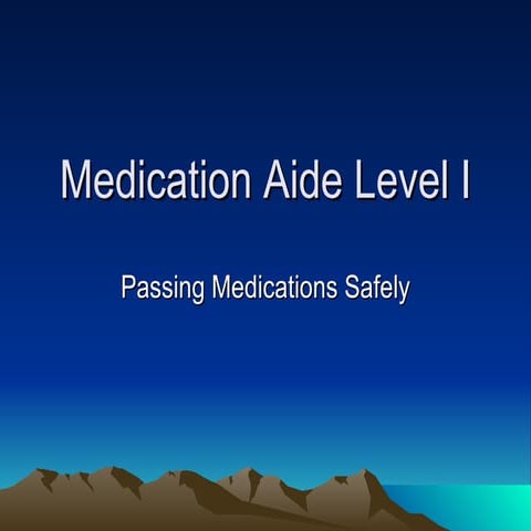 Level One Medication Aide | PPT