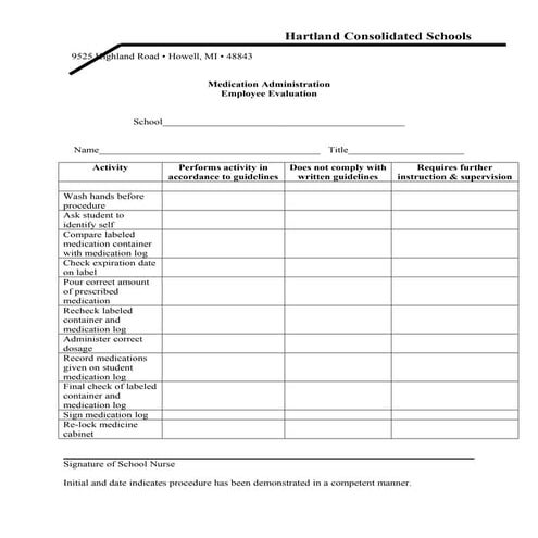 Medication administration employee evaluation | DOC