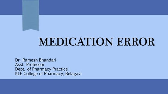 Medication errors ppt | PPT