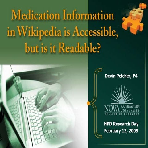 Medication Information in Wikipedia is Accessible, but is it Readable ...