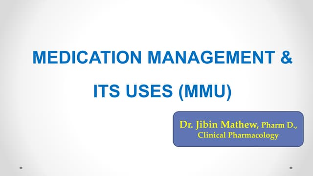 MANAGEMENT OF MEDICATION IN HOSPITALS | PPTX