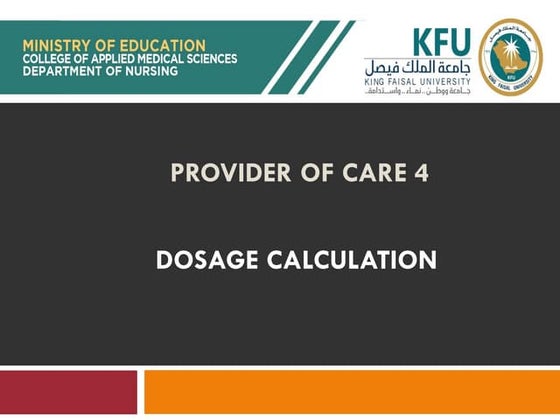 Drug Dosage Calculations | PPTX