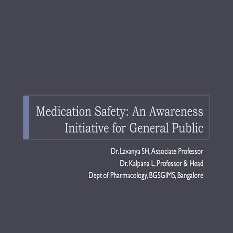 Medication safety: An Awareness Initiative for General Public | PDF