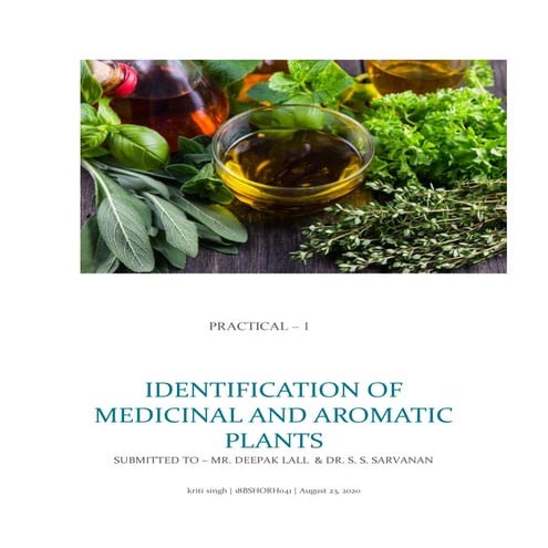 Medicinal and aromatic plants practical 1 18 bshorh041, kriti | PDF