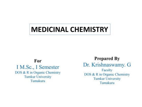 Medicinal chemistry | PPTX