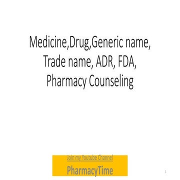 Medicine, Drug,Generic name, Trade name, ADRs, FDA, Pharmacy Counseling ...