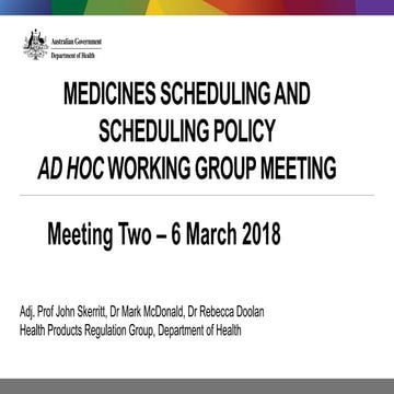 Scheduling working group meeting two, 6 March 2018 | PPTX