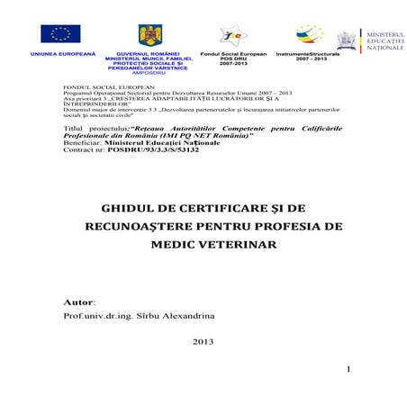 Medic veterinar - Alexandrina Sirbu - Agricultura-veterinar | DOC
