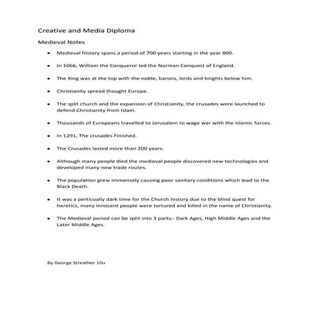 Notes on the medieval period | DOC