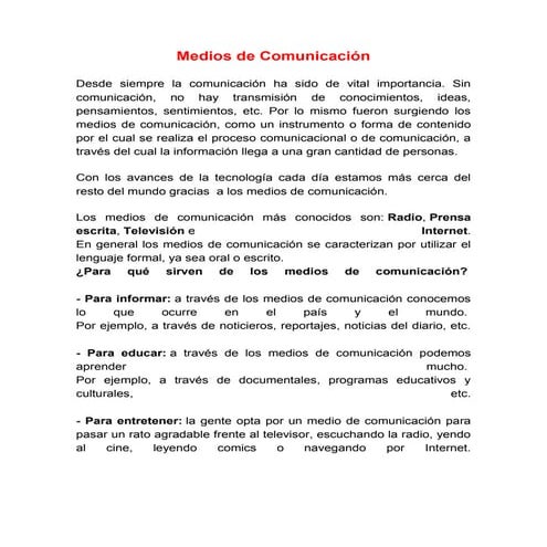 Los medios de comunicación | PPT