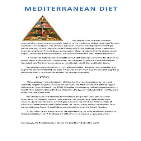 Project "Mediterranean diet" | PDF