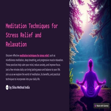 Meditation Techniques for Stress Relief and Relaxation | PDF