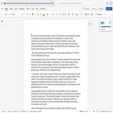 Medium Choice and It's Fit for Social Change as well as the power of ...