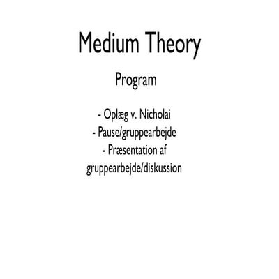 Medium theory | PPT