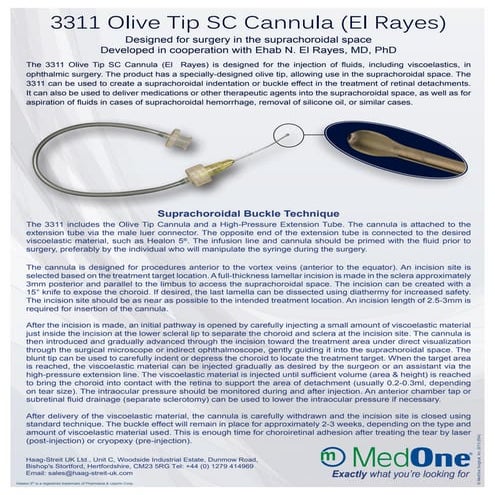 MedOne 3311 Olive Tip SC Cannula Flyer | PDF