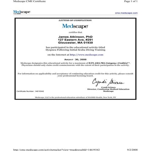 Medscape - Dyspnea Following Initial Scuba Diver Training | PDF