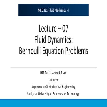 MEE321_Lecture07 on Bernoulli equation forming | PDF