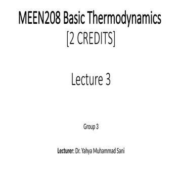 Basic thermodynamics MEEN208 lecture note | PPTX