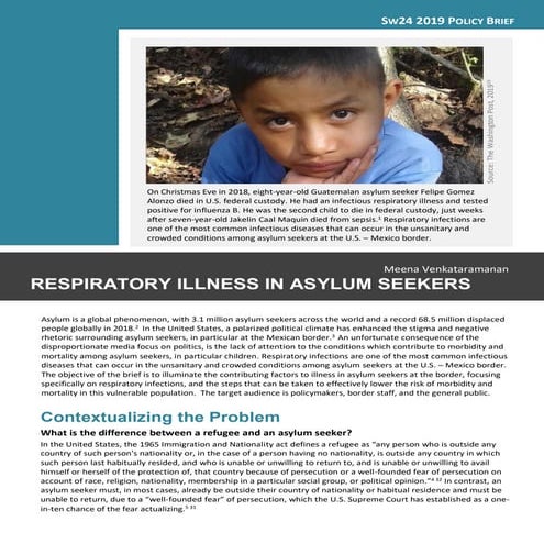 U.S. Asylum Seekers and Respiratory Illness Policy Brief | PDF