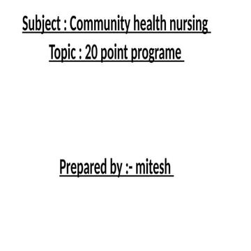 20 points proframme of community health nursing | PPTX
