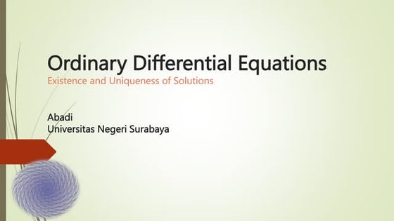 Chapter 1: First-Order Ordinary Differential Equations/Slides | PPT