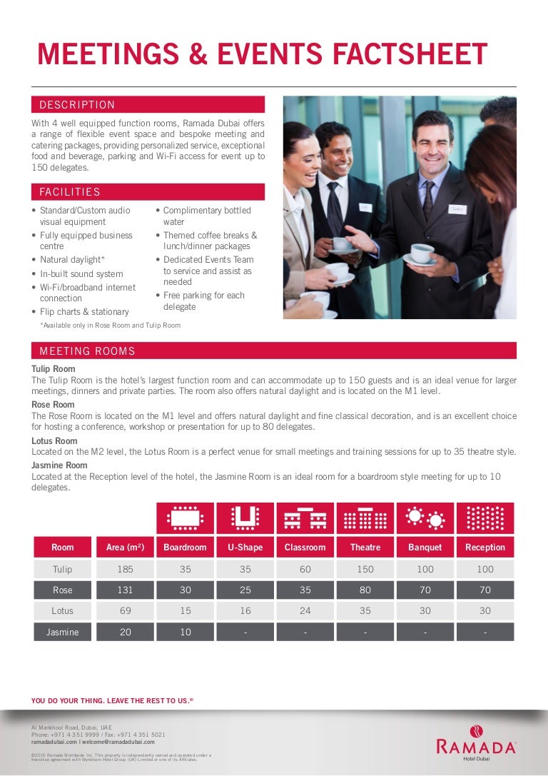 Ramada Hotel Dubai Meeting & Events Fact Sheet