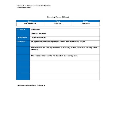 Meeting Record Sheet | DOC