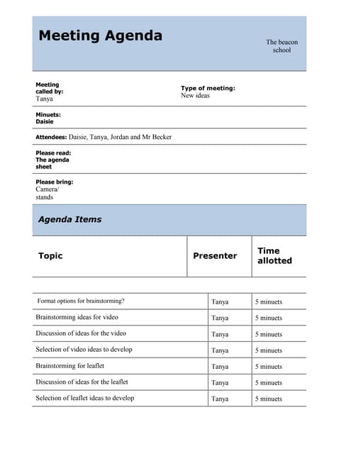 Meeting agenda by daisie may | DOCX