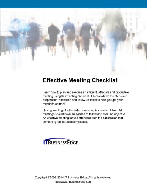 Meetings Cheat Sheet to improve your team producitivity | PDF